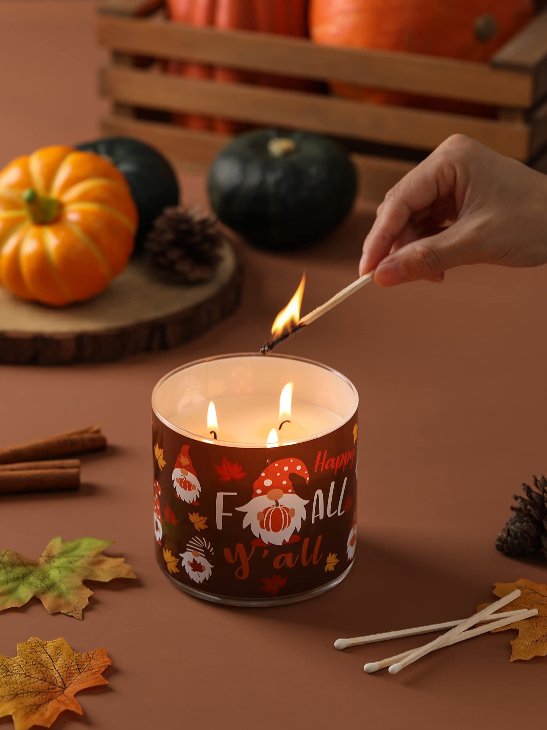 Fall Candle,Pumpkin Spice Candle, Pumpkin Scented Candle，Autumn Large 3 Wicks for Home Decor, 14 oz