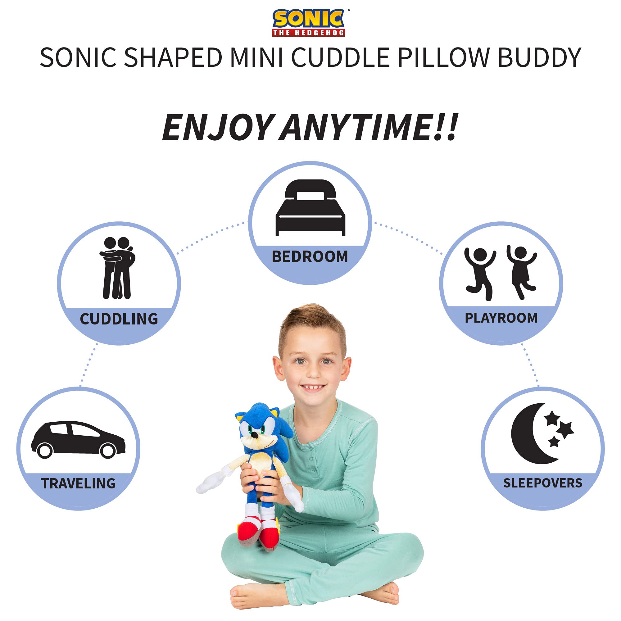 Franco Kids Bedding Super Soft Plush Mini Cuddle Pillow Buddy, One Size, Sonic The Hedgehog