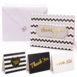 thank you cards set with envelopes (black,white ,wavy stripes 48pcs)