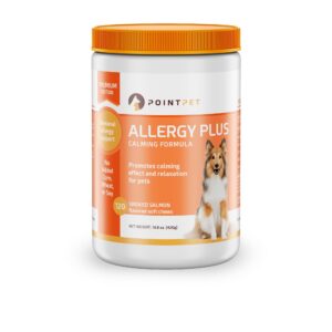 pointpet allergy plus calming formula for dogs, 120 count - comprehensive seasonal allergy support - helps & manages histamine - premium 13-in-1 blend