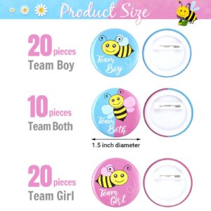 Dilunave 50 Pieces Bee Gender Reveal Button Pins Team Boy, Girl or Both Buttons Pins Badges kit Bee Theme Gender Reveal Party Favors in Pink and Blue for Baby Shower Gender Reveal Party Game Supplies