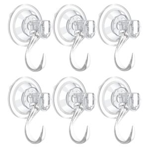 6 pack suction cup heavy-duty wreath hook,large clear reusable wreath vacuum hanger,use for windows tiles glass smooth doors and mirrors to hang bags coats umbrellas kitchenware and christmas wreaths