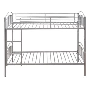 Twin Over Twin Metal Bunk Beds, Convertible Bunk Bed Divided into Two Beds for Kids Boys Girls Teens, Silver