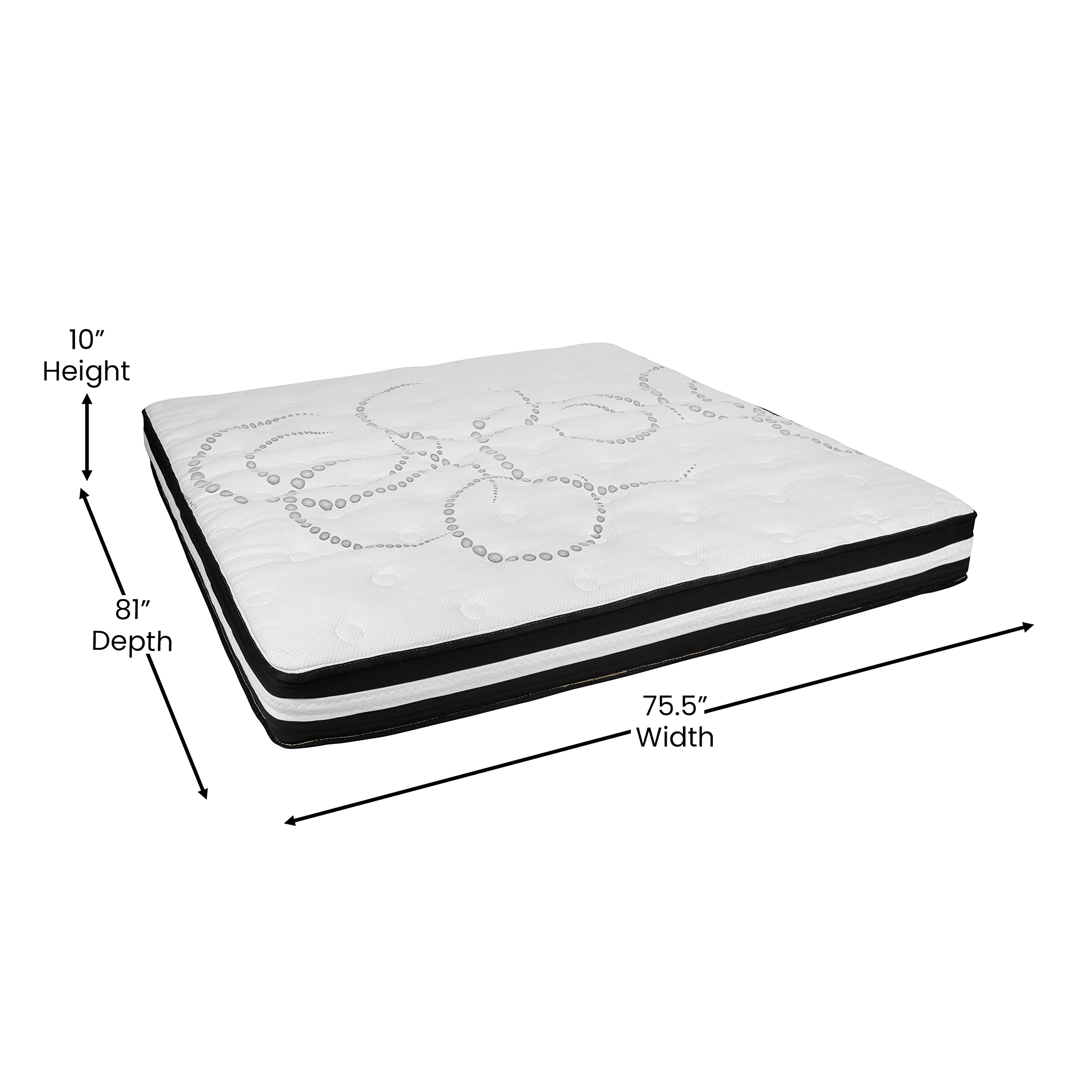 Merrick Lane Lofton 10" King Size Hybrid Mattress - CertiPUR-US Certified Foam & Pocket Spring Mattress - Mattress in a Box