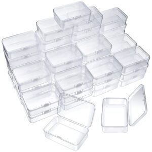 48 packs clear small plastic containers transparent storage box with hinged lid for small items crafts jewelry (3.27 x 2.13 x 1.02 inches)