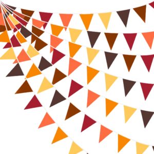 32ft fall banner decorations triangle flag fabric pennant garland bunting for happy fall decor thanksgiving day harvest autumn wedding birthday party home outdoor garden hanging decoration (36pcs)