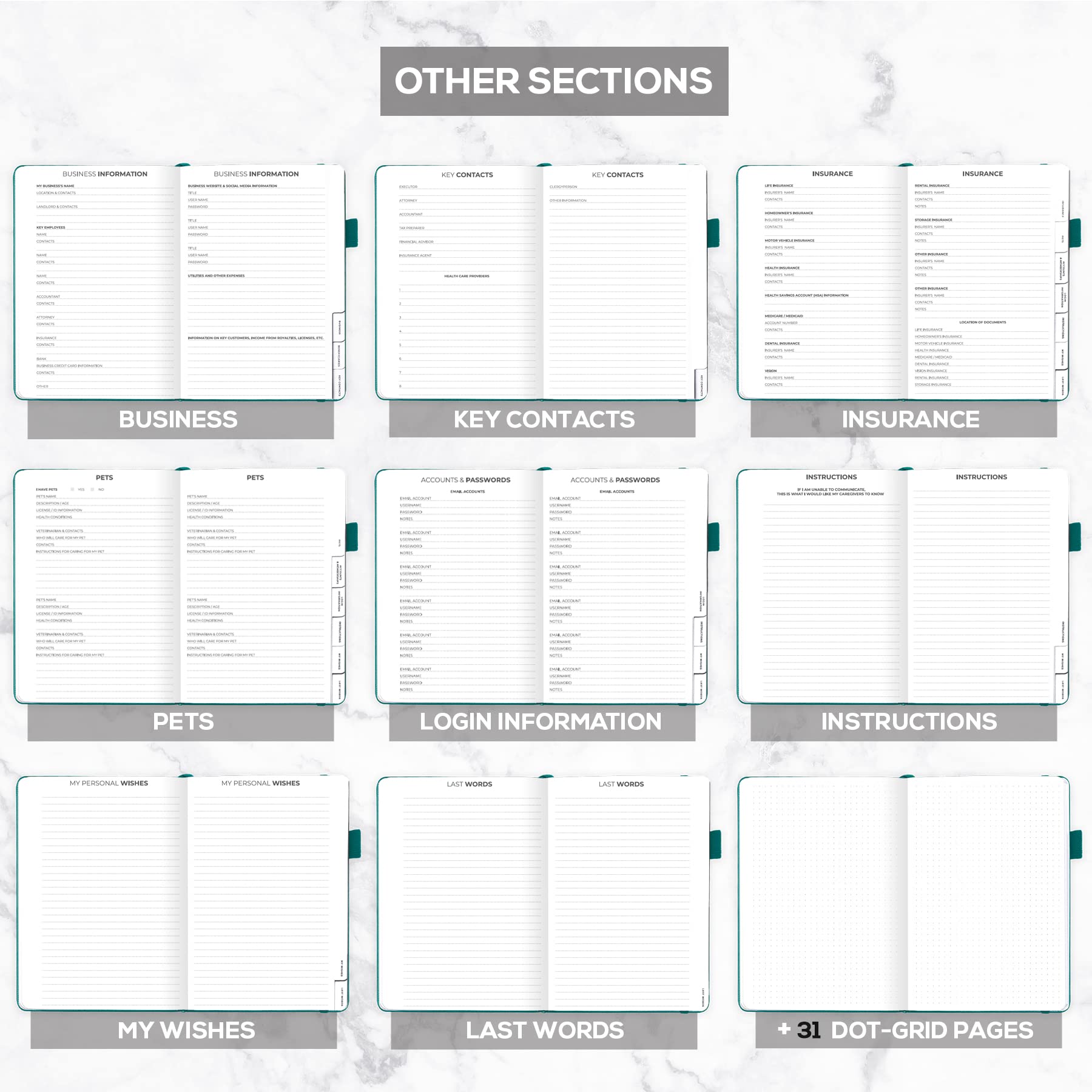 Clever Fox End of Life Planner – Final Arrangements Organizer for Beneficiary, Will Preparation, Last Wishes & Funeral Planning, A5 (Dark Teal)