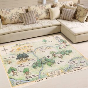 100 Acre Wood Map Jungle Rug Carpet Area Rugs Shag Rug Modern Fluffy Living Room Outdoor for Girls Kids Baby Room Nursery Home Decor 3x5 4x6 5x8 (Map Rug2, Medium (4x6 feet))