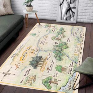 100 acre wood map jungle rug carpet area rugs shag rug modern fluffy living room outdoor for girls kids baby room nursery home decor 3x5 4x6 5x8 (map rug2, medium (4x6 feet))