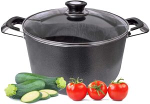 24qt dutch oven non stick heavy gauge aluminum extra large casserole pot with glass lid fits 6 gallons for healthy cooking