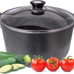 24Qt Dutch Oven Non Stick Heavy Gauge Aluminum Extra Large Casserole Pot With Glass Lid Fits 6 Gallons For Healthy Cooking