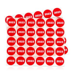 300/pack, 600 labels - 2023 year stickers – 0.75 inch round, bright red - color coded 2023 labels / 2023 year tabs for book keeping, file folder organization labels