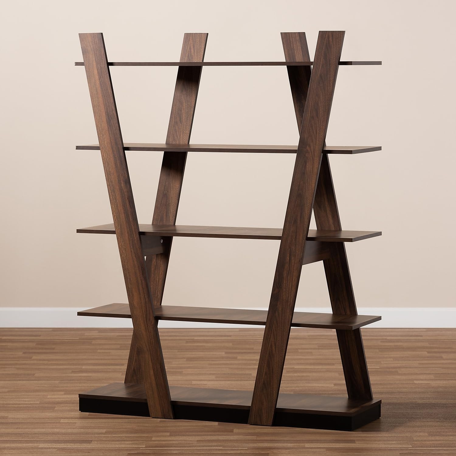 Baxton Studio Michio 5-Shelf 61-inch H Display Shelf, Walnut (168-10767-HiT)