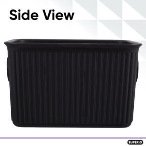 Superio Ribbed Collection - Decorative Plastic Open Home Storage Bins Organizer Baskets, Small Brown (1 Pack) Container Boxes for Organizing Closet Shelves Drawer Shelf 1.5 Liter