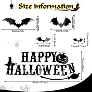 Zonon Halloween Bat Sticker Acrylic Black Bat Pumpkin Wall Decor Halloween Theme Wall Decor for Halloween Party Home Wall Window Bedroom Office Party Decoration Supplies