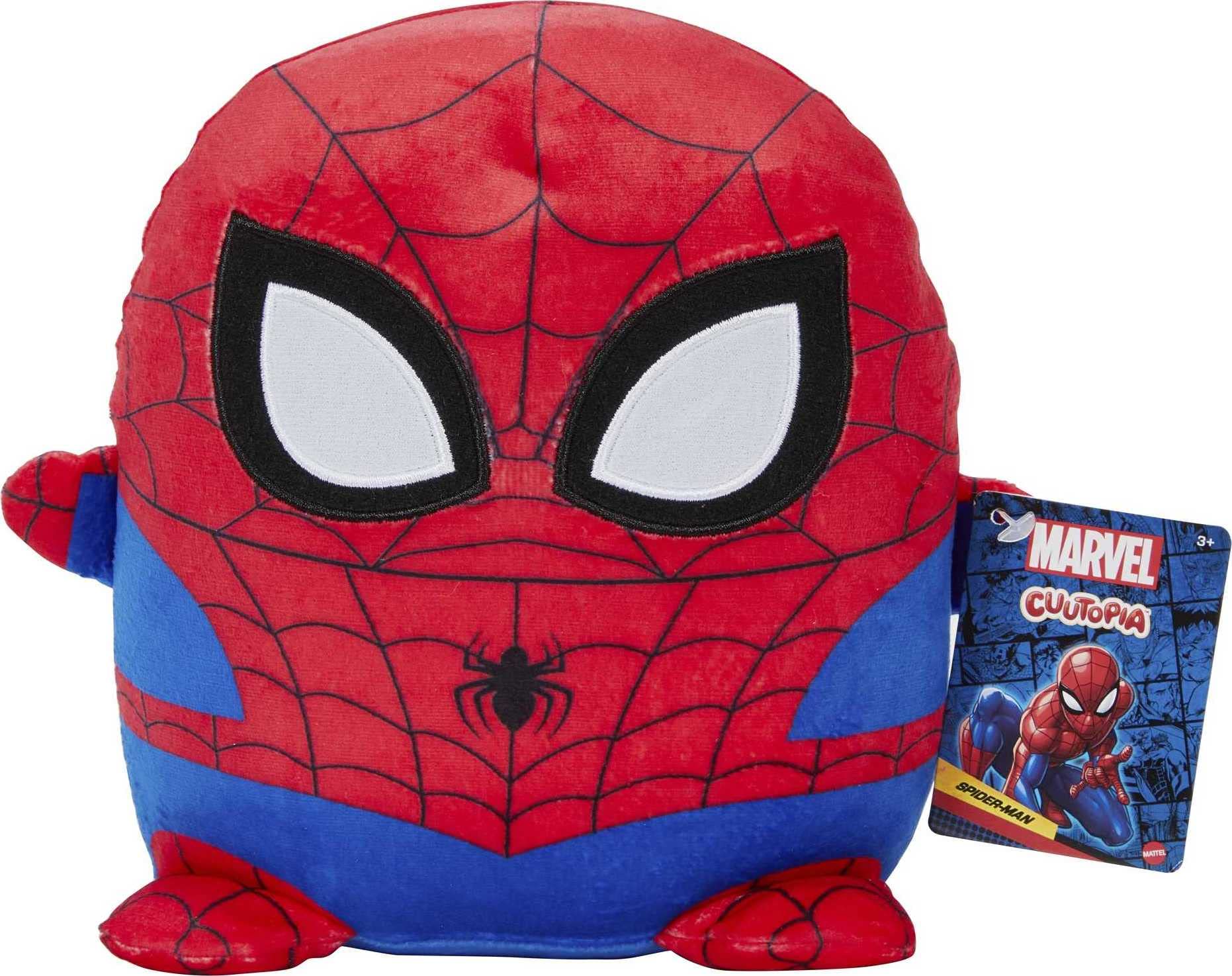 Marvel Cuutopia 10-inch Spider-Man Plush Character, Super Hero Soft Rounded Pillow Doll, Collectible Gift for Kids & Fans Ages 3 Years Old & Up