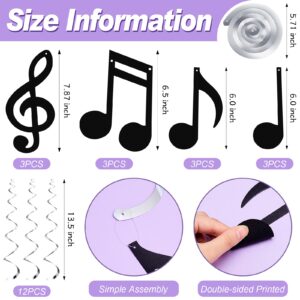 24 Pieces Musical Note Record Hanging Swirls Record and Music Wall Decor Sign with Hanging Swirls Ceiling Decorations for 50's Theme Music Party Supplies Favors