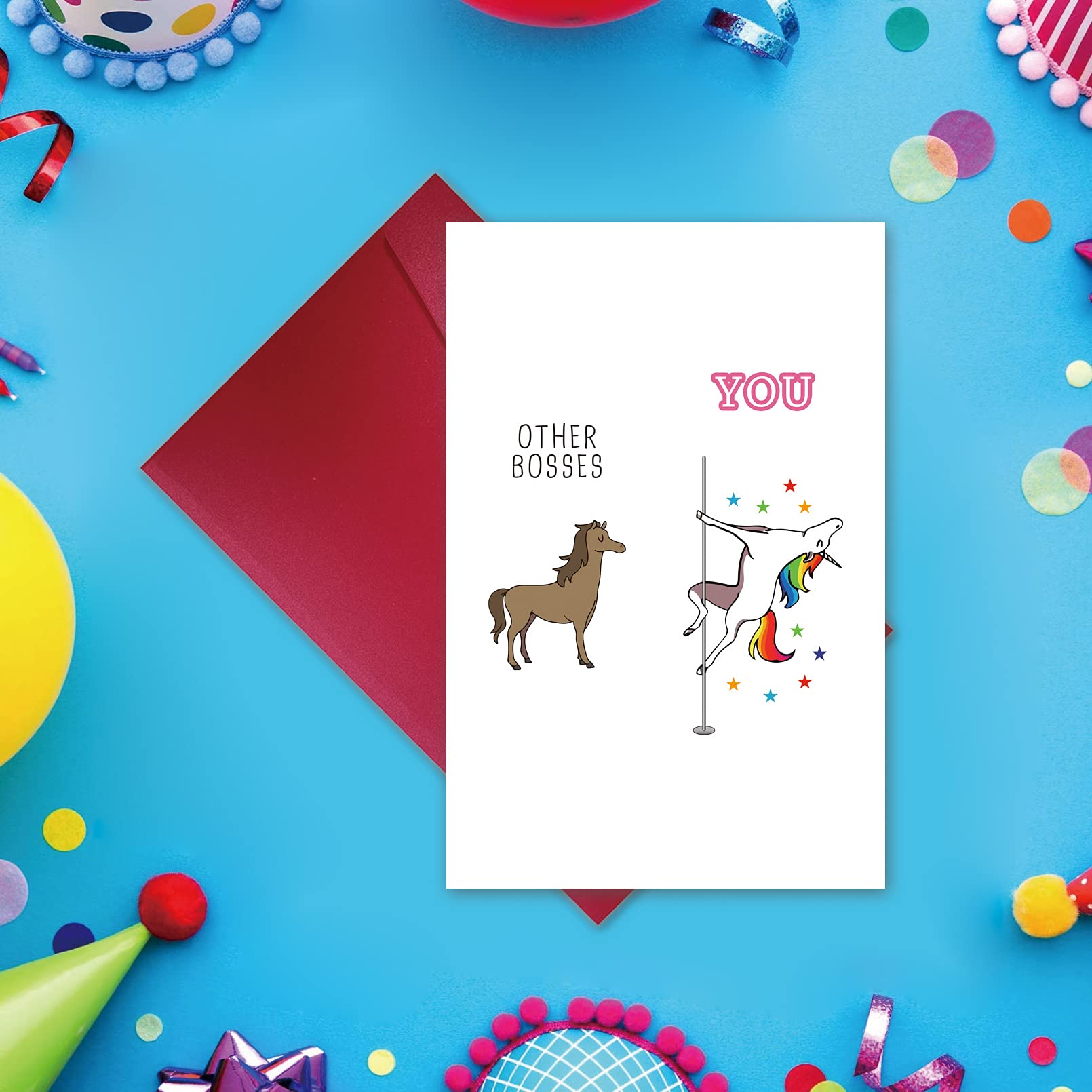 Chomerry Birthday Card for Boss, Boss Day Card, Funny Unicorn Card for Boss, Hilarious Card for Boss