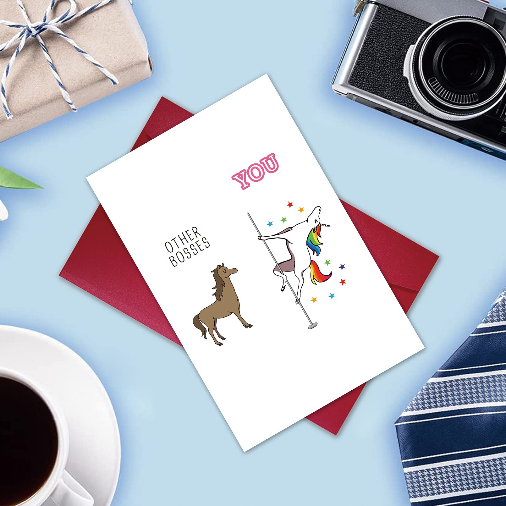 Chomerry Birthday Card for Boss, Boss Day Card, Funny Unicorn Card for Boss, Hilarious Card for Boss