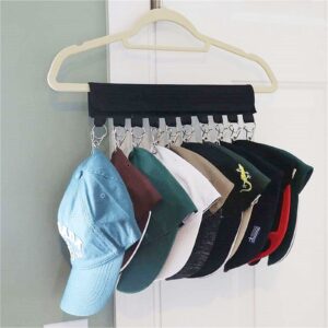 iPstyle Hat Organizer Holder Hat Rack for Hanger Hat Storage, 10 Large Holder Clips to Hang Baseball Ball Caps, Winter Beanie, Glove, Clothes, Socks, Fit All Size Hangers 2 Pack