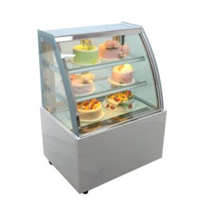 intsupermai glass bakery display case 35inch floor standing refrigerated cake showcase bakery cabinet display refrigerators cake showcase arc back door led lighting 220v automatic defrost