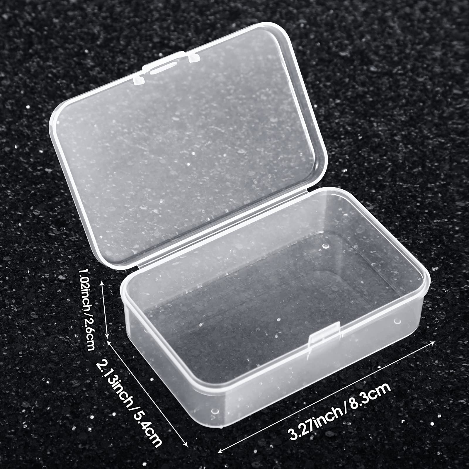 48 Packs Clear Small Plastic Containers Transparent Storage Box with Hinged Lid for Small Items Crafts Jewelry (3.27 x 2.13 x 1.02 Inches)