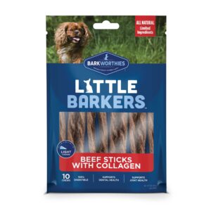 barkworthies little barkers beef sticks with collagen, 10-pack