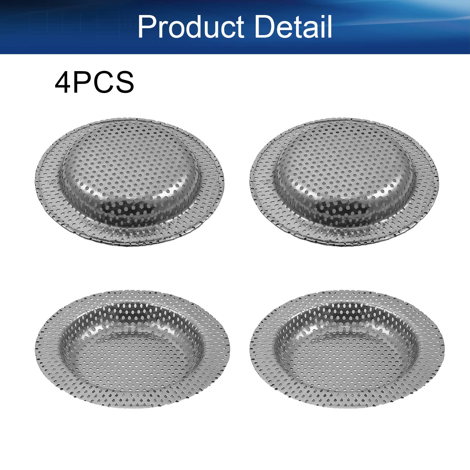 Yinpecly 110x80mm Dia Kitchen Sink Strainer Stainless Steel Mesh Drain Stopper, Perfect for Kitchen Sink, Bathroom Bathtub, Floor Drain, Balcony Drain Hole, All-Hole 4Pcs