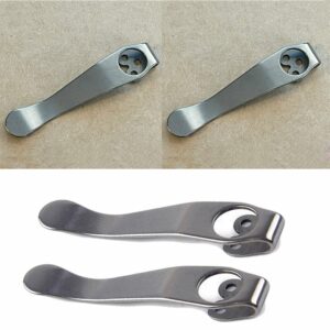 4PCS Stone Wash Titanium Deep Carry Pocket Clip For Spyderco PM2 C81 3-Hole