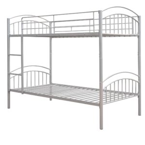 Twin Over Twin Metal Bunk Beds, Convertible Bunk Bed Divided into Two Beds for Kids Boys Girls Teens, Silver