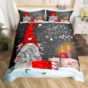 erosebridal xmas bedding sets scandinavian christmas santa gnomes comforter cover snowing santa claus bedding sets for kids boys girls romantic candlelight quilt cover 3 pieces queen size