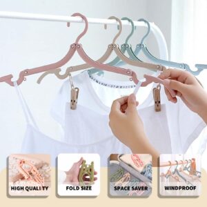 Pansyling 12 Piece Foldable Travel Hangers with Clips Folding Travel Hangers for Cruise Portable Folding Clothes Hangers Collapsible Coat Hanger for Pants Socks Underwear Drying Rack