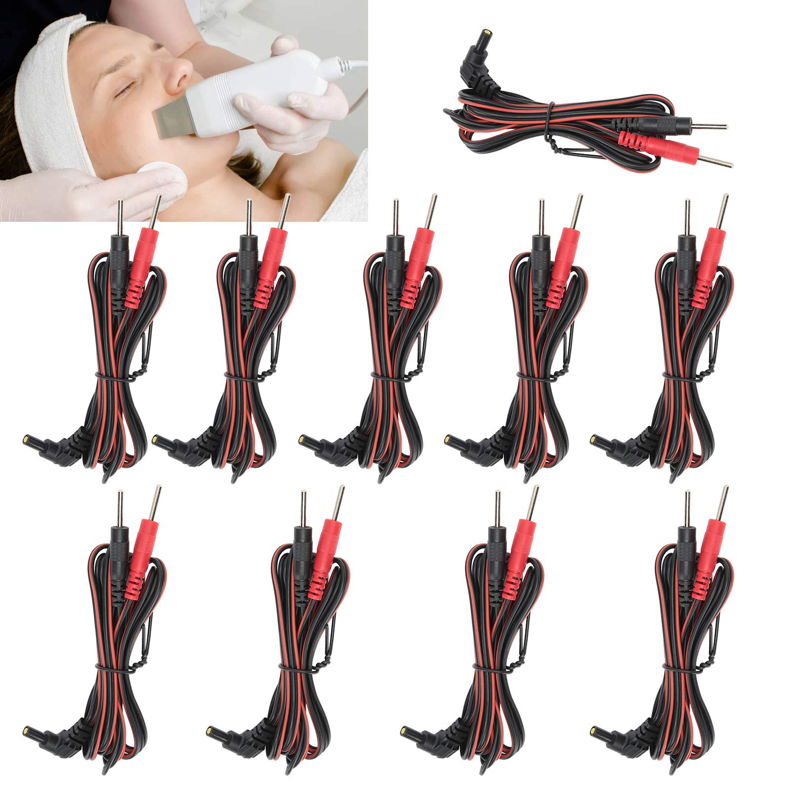 10pcs / Bag 2.35mm 1.2m 2‑in‑1 Pin Type Electrode Lead Wires Cable, TENS Cable Lead Wires for TENS Unit Physiotherapy Machine