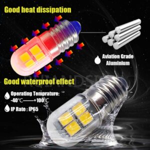 Ruiandsion E10 LED Bulb 4.5V-6V Screw Base LED Bulb 2835 8SMD Chips Yellow Upgrade for Flashlights Torch Lights (Pack of 2)