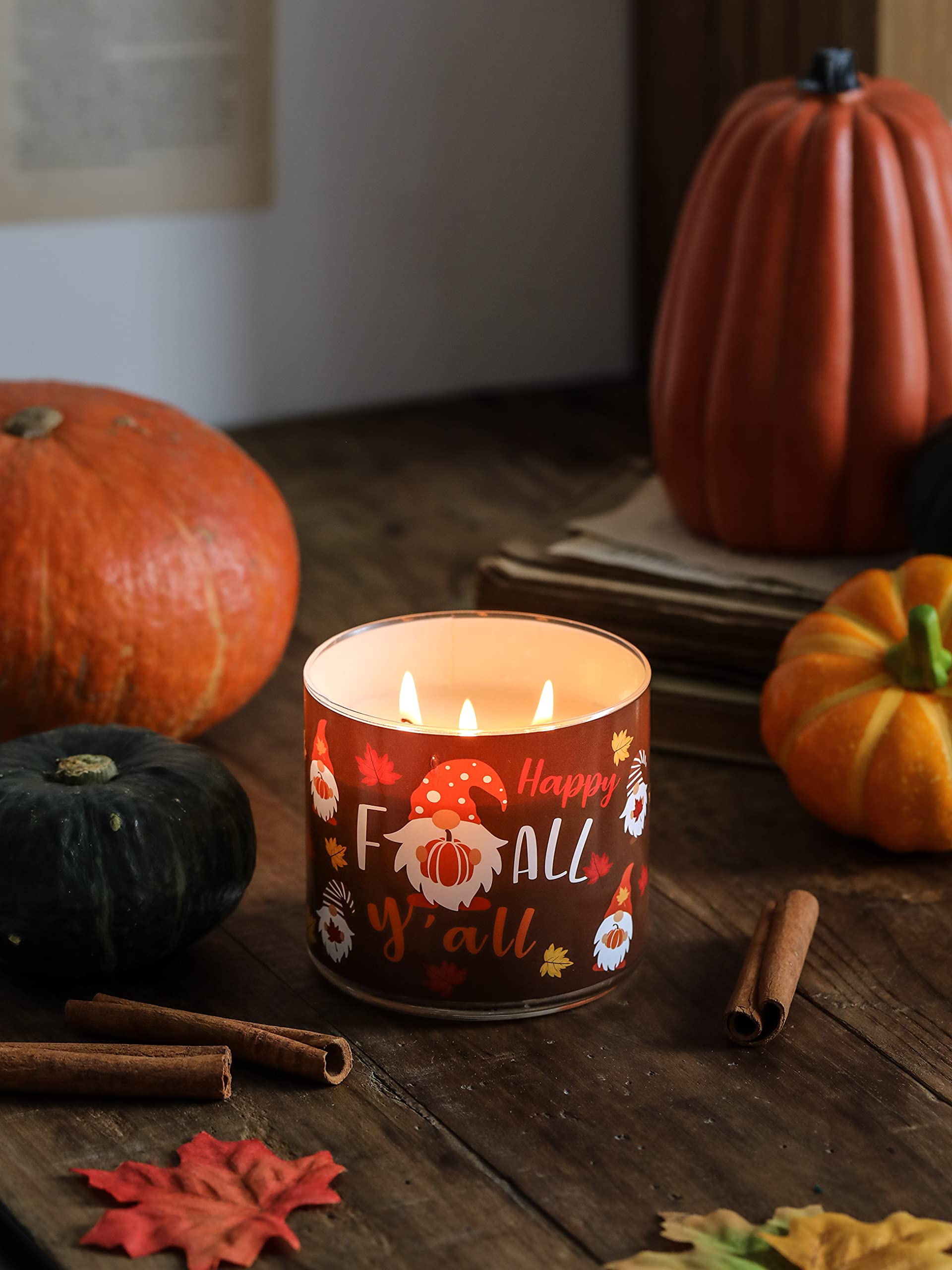 Fall Candle,Pumpkin Spice Candle, Pumpkin Scented Candle，Autumn Large 3 Wicks for Home Decor, 14 oz