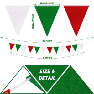 48 ft Red Green White Pennant Banner Christmas Party Triangle Flag Garland Hanging Bunting Flag Banner for Wedding Graduation Birthday Christmas Party Supplies Festival Xmas Decor