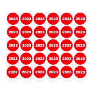 300/pack, 300 labels - 2023 year stickers – 0.75 inch round, bright red - color coded 2023 labels / 2023 year tabs for book keeping, file folder organization labels