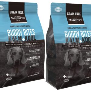 Majesty's Grain-Free Buddy Bites Kalm and Kool Wafers for Small/Medium Dogs - Superior Nervous System Support Supplement - Carob and Sweet Potato Flavored - 28 Count (Up to 8 Week Supply) (2 Pack)