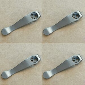 4pcs stone wash titanium deep carry pocket clip for spyderco pm2 c81 3-hole