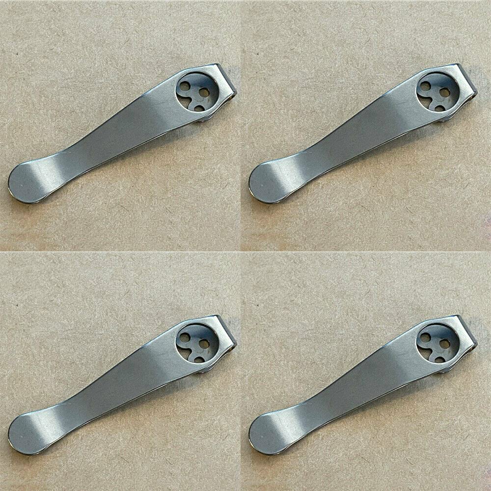 4PCS Stone Wash Titanium Deep Carry Pocket Clip For Spyderco PM2 C81 3-Hole