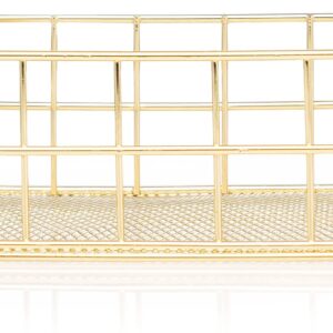 Set of 2 Nested Classic Gold Mesh Wire Basket Trays for Storage and Organizing (Medium: 9.6” X 6.4”; Small: 6.7" ×4.7")