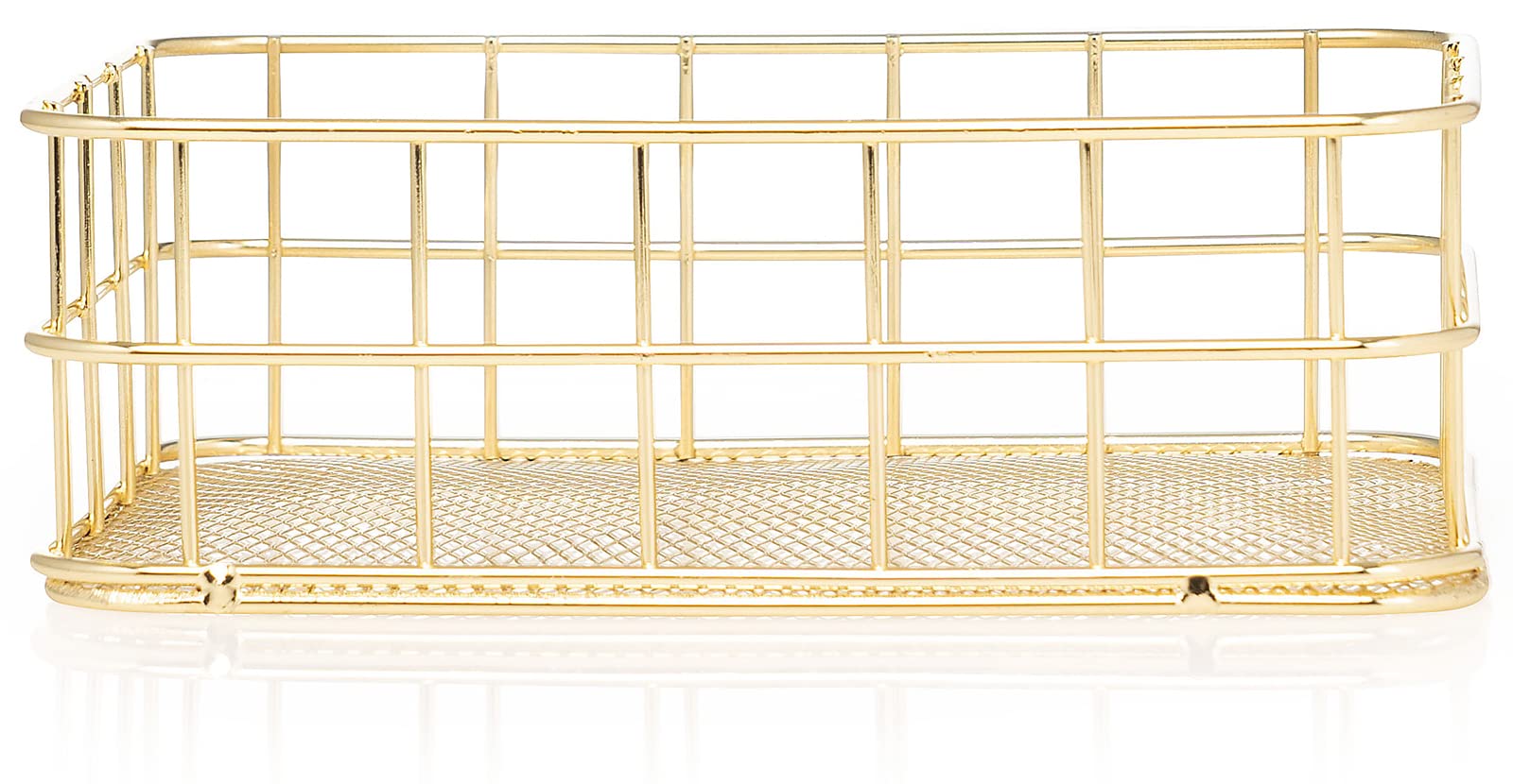 Set of 2 Nested Classic Gold Mesh Wire Basket Trays for Storage and Organizing (Medium: 9.6” X 6.4”; Small: 6.7" ×4.7")