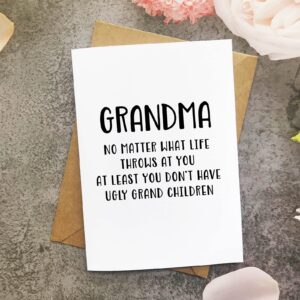 MAGJUCHE Funny Birthday Card For Grandma, Don’t Have Ugly Grand Children, Mother’s Day, Christmas Gift From Grandson, Granddaughter