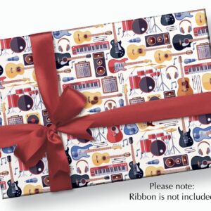 Stesha Party Musical Gift Wrap, Music Present Wrapping Paper - 30 x 20 Inch (3 Sheets)