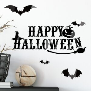 zonon halloween bat sticker acrylic black bat pumpkin wall decor halloween theme wall decor for halloween party home wall window bedroom office party decoration supplies