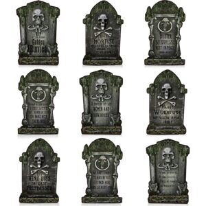 clabby 9 pieces halloween tombstone cutouts halloween graveyard tombstone cutouts headstone cutouts with skeleton and cross halloween party wall decorations halloween party haunted home supplies