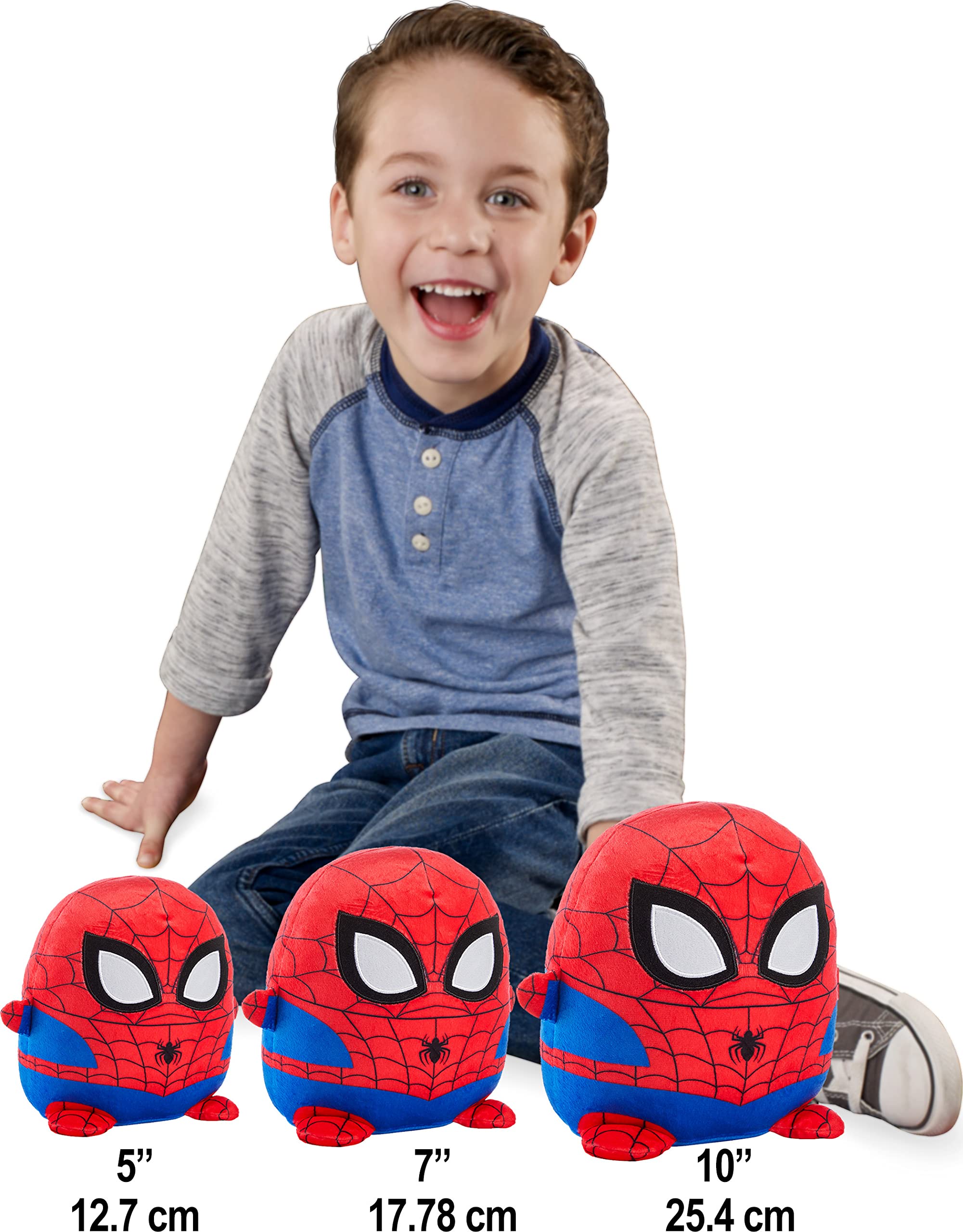 Marvel Cuutopia 10-inch Spider-Man Plush Character, Super Hero Soft Rounded Pillow Doll, Collectible Gift for Kids & Fans Ages 3 Years Old & Up