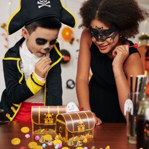 Treasure Treat Chest Boxes Cardboard Pirate Treasure Treat Chest Pirate Present Goodie Boxes Treasure Candy Favor Boxes for Halloween Treasure Hunt Game Pirate Theme Party?Simple Style,24 Pcs?