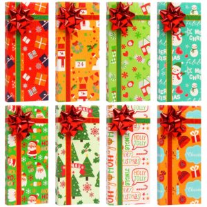 steford 8 pack christmas gift card holders boxes with bows and name tags for christmas party favors gifts,6.3”x2.8”x0.6”