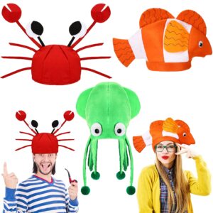 kasyat 3 pcs octopus clown fish crab hats ocean sea animal hats halloween hat crazy costume hat for photo booth cosplay funny party